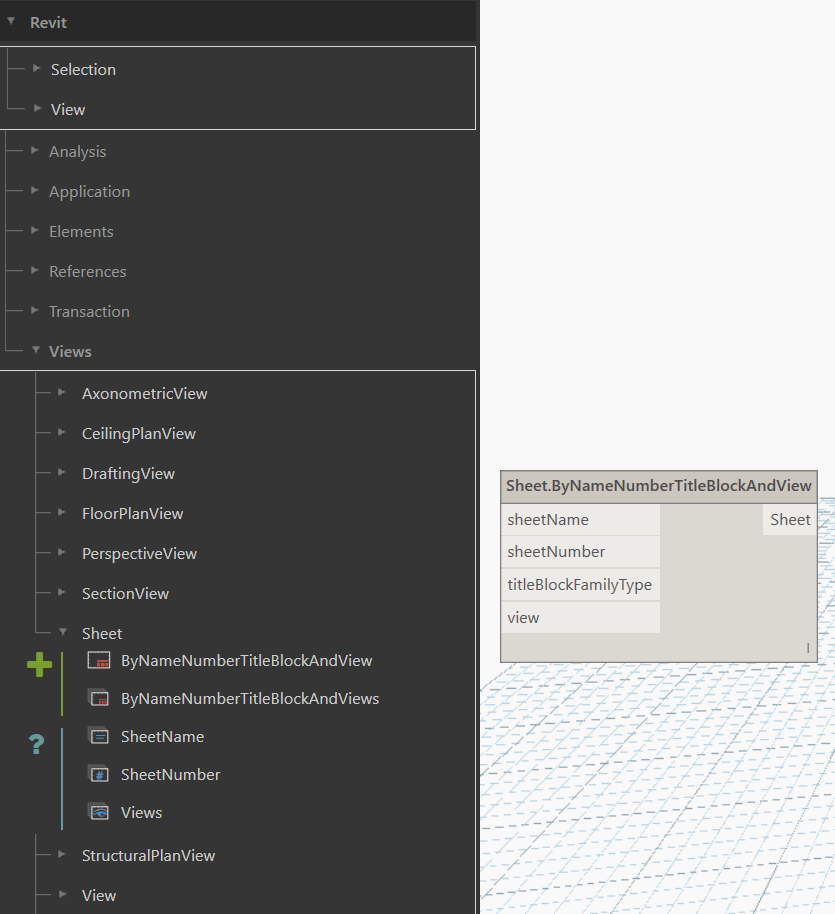 Sheet.ByNameNumberTitleBlockAndView – Dynamo Nodes
