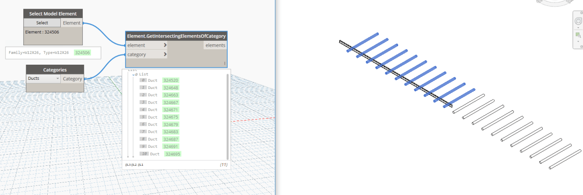 Element.GetIntersectingElementsOfCategory – Dynamo Nodes